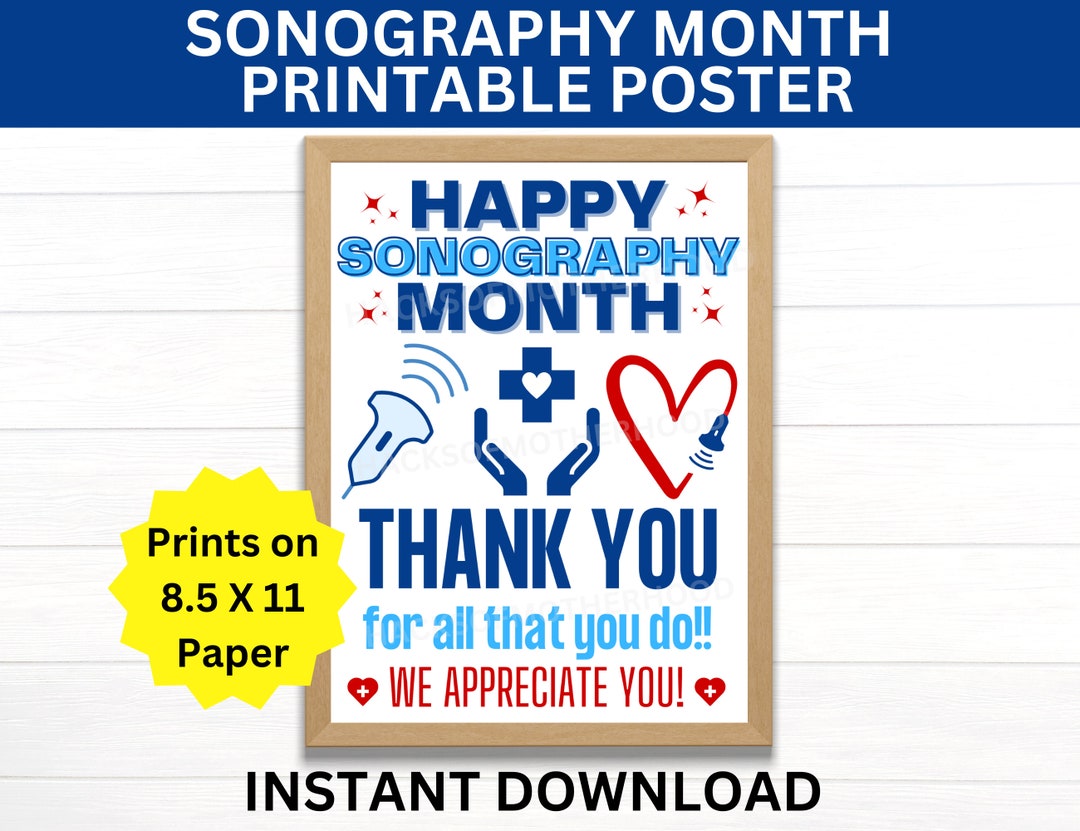 Sonography Month Printable Poster, Ultrasound Tech, Sonographer ...