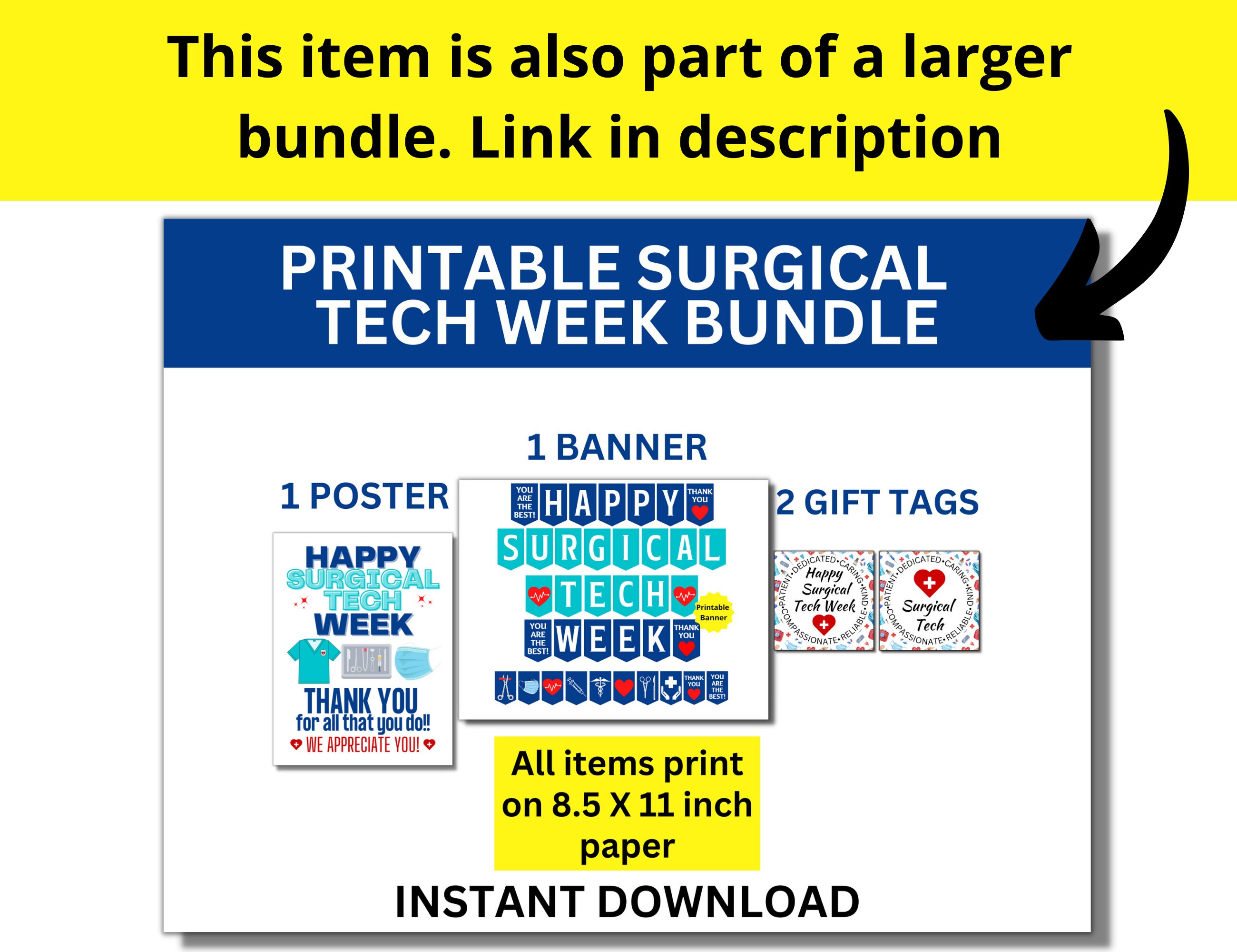 Surgical Scrub Tech Printable Gift Tag Bundle, Surgical Tech Week ...