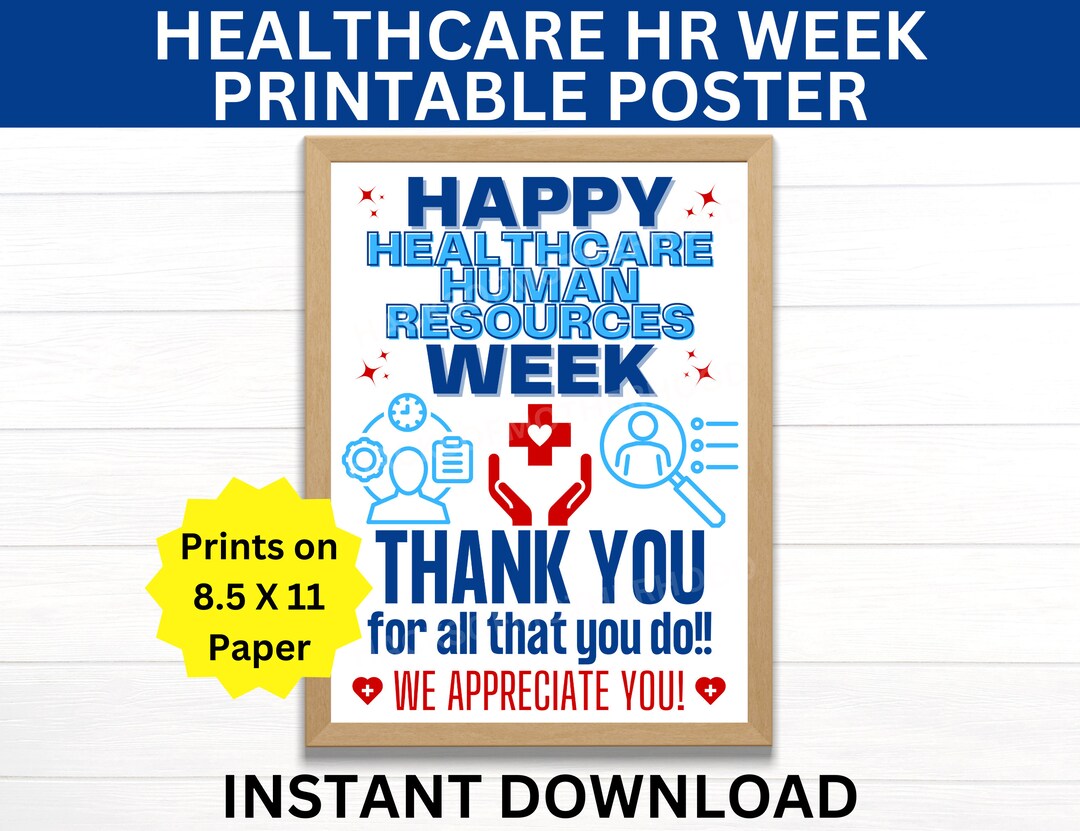 Healthcare Human Resources Printable Poster, Happy Healthcare HR Week ...