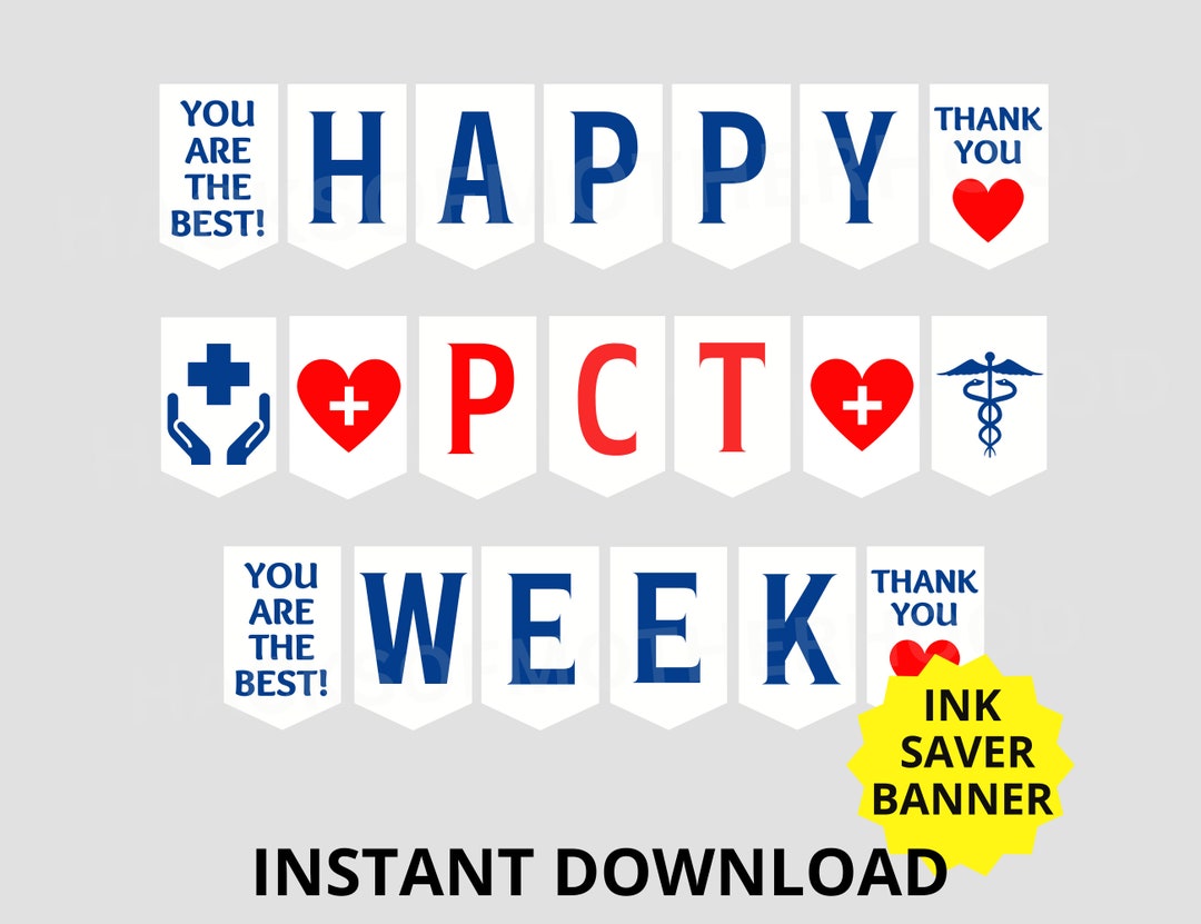 Patient Care Technician Week Printable Banner, Happy PCT Week Sign, PCT ...
