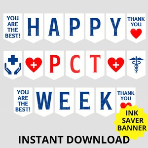 Patient Care Technician Week Printable Banner, Happy PCT Week Sign, PCT ...