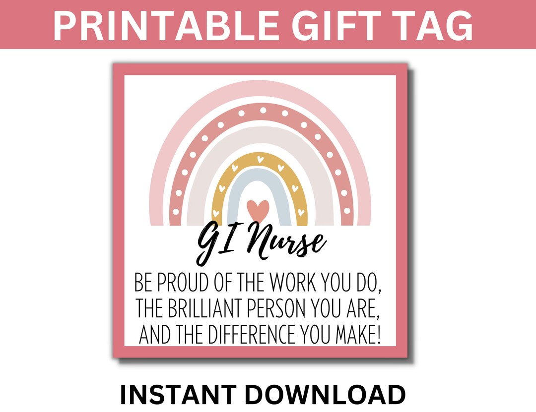 GI Nurses Printable Gift Tag, GI Nurse Week, Gastroenterology Nurse ...