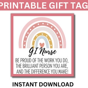 GI Nurses Printable Gift Tag, GI Nurse Week, Gastroenterology Nurse ...