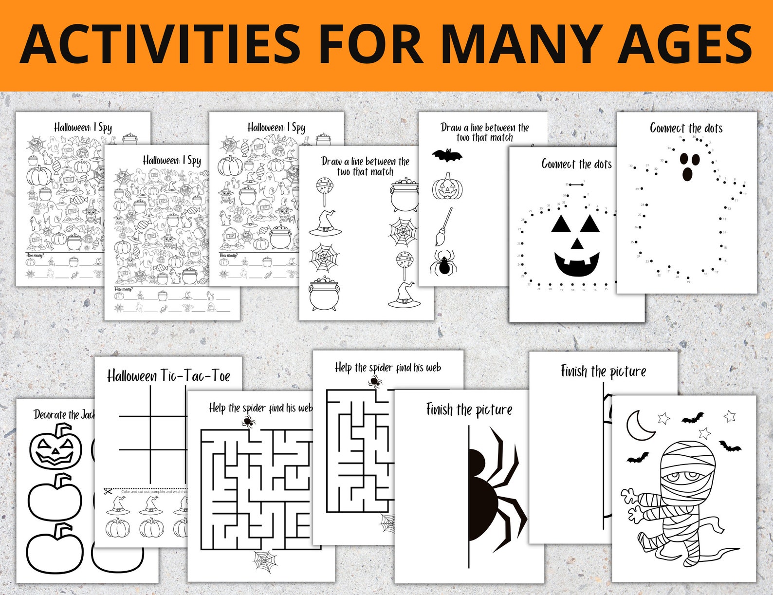Halloween Activity Pages Printable Halloween Activity Book - Etsy