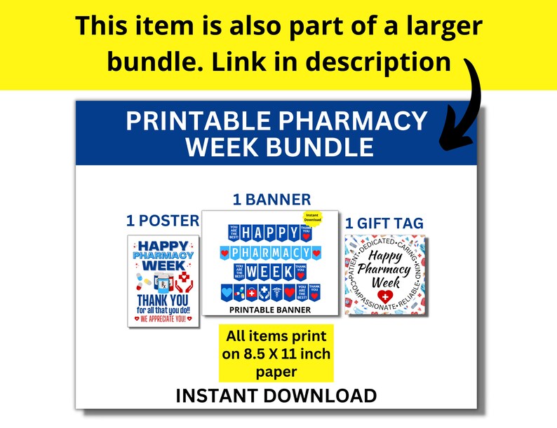 Pharmacy Week Printable Banner Bundle, Pharmacy Week Banner, Pharmacy ...