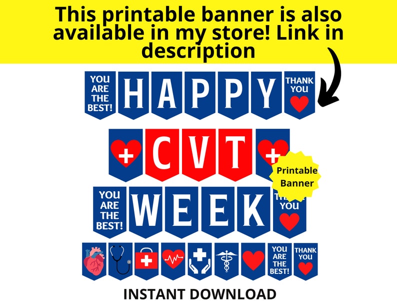 Cardiovascular Professionals Week Printable Banner, Happy CVT Week Sign ...