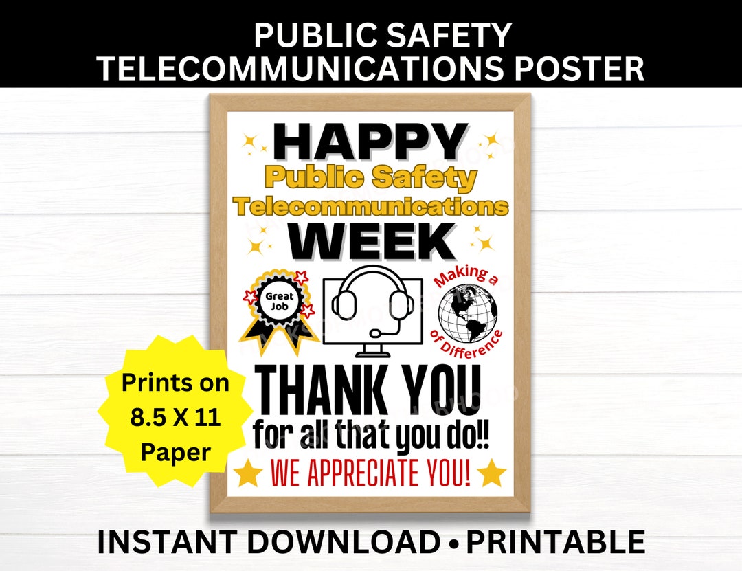Public Safety Telecommunications Week Printable Poster, Public Safety ...