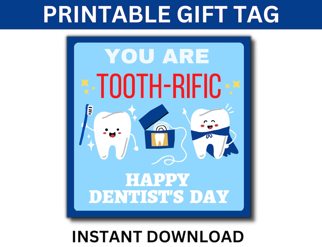 Dentist Day Printable Gift Tag, Happy Dentist Day Gift, Dentist ...