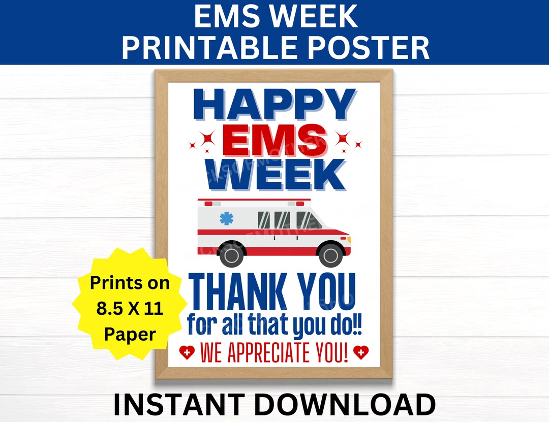 EMS Week Printable Poster, Emergency Medical Services Sign, EMS Week ...