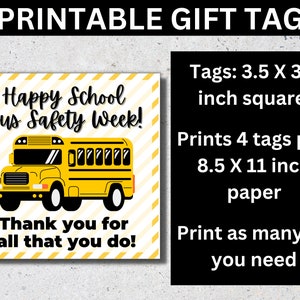 School Bus Safety Week Printable Gift Tags, School Bus Safety Week Sign ...