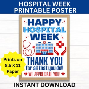 Hospital Week Printable Poster, Hospital Week Sign, Hospital ...