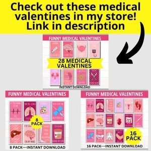 Funny Medical Valentine's Day Cards, 8 Pack Medical Pun Valentines ...