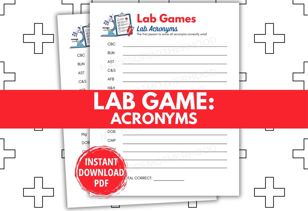 Lab Week Games Printable Lab Games Acronyms Game Lab Week Activity ...