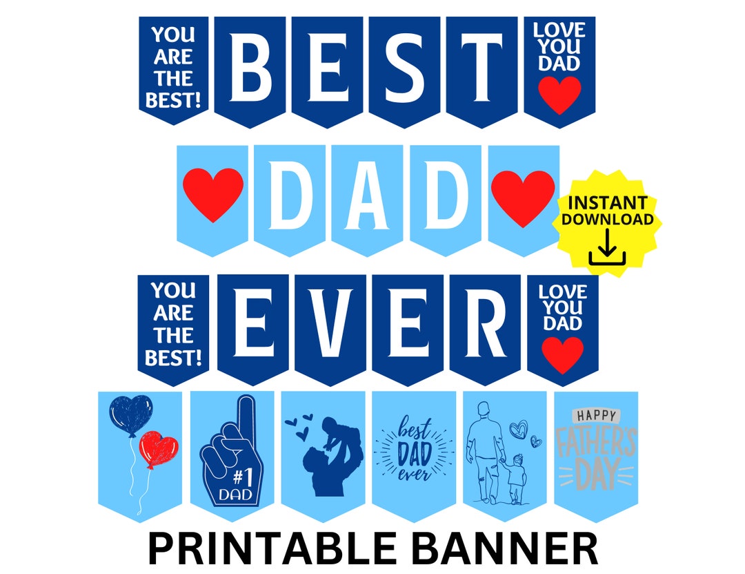 Father's Day Printable Banner, Best Dad Ever Banner, Father's Day Gift ...