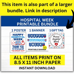 Hospital Week Printable Gift Tags, Hospital Week Gift, Hospital ...