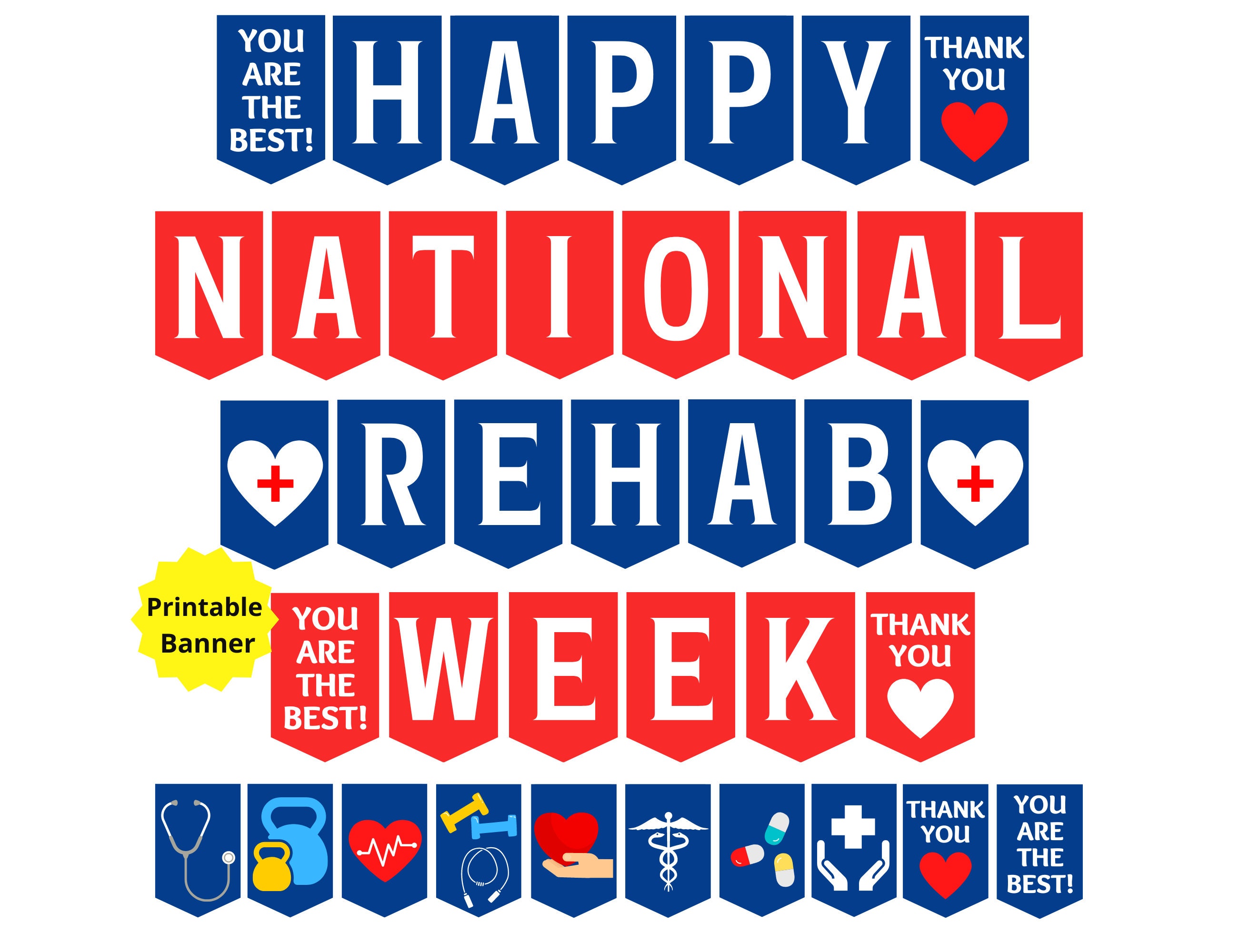 National Rehab Week Printable Banner, Happy Rehabilitation Week Sign ...
