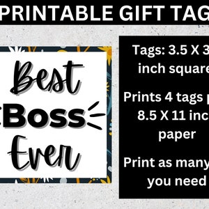Boss's Day Printable Gift Tags Best Boss Ever Tags - Etsy