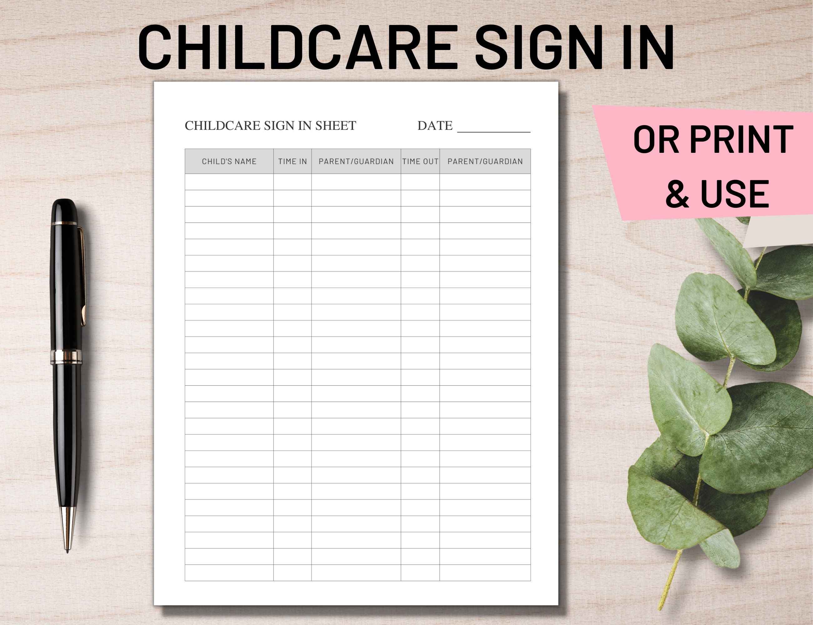 Childcare Editable Sign In/out Sheet Printable Preschool Sign - Etsy