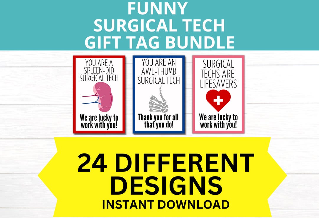 Surgical Scrub Tech Printable Gift Tag Bundle, Surgical Tech Week ...