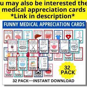 Funny Medical Appreciation Cards, 24 Pack Medical Pun Cards, Doctor ...
