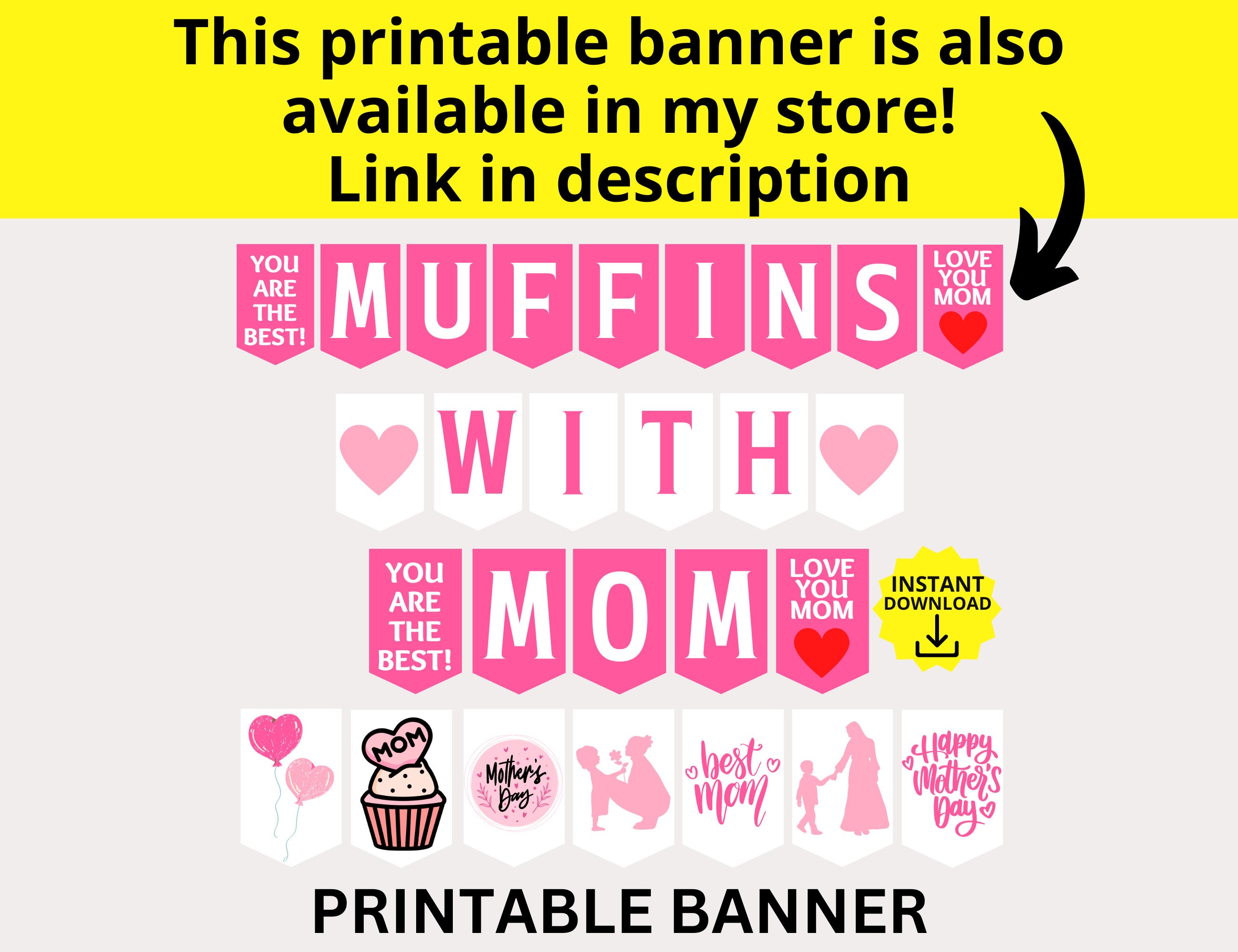 Best Mom Ever Printable Banner, Mother's Day Banner, Mother's Day Gift ...