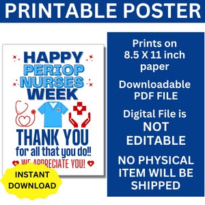 Perioperative Nurses Week Printable Bundle, Periop Nurse Week Bundle ...