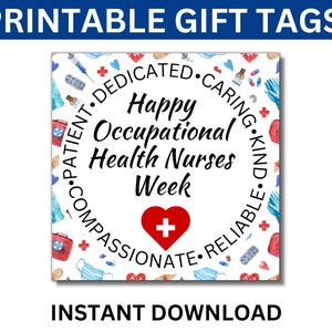Occupational Health Nurses Week Printable Gift Tag, Occupational Health ...