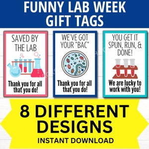 Funny Lab Week Printable Gift Tag Bundle, Medical Laboratory ...
