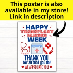Transplant Nurses Week Printable Banner, Transplant Nurses Week Sign ...