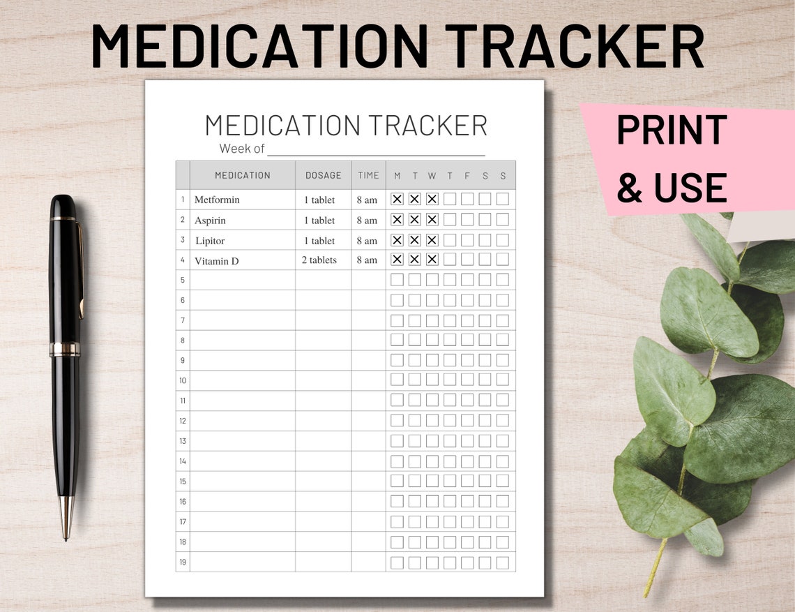Medication Tracker Template Printable Weekly Medication - Etsy