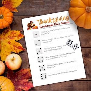 Thanksgiving Gratitude Dice Game Printable Thanksgiving Party Games ...
