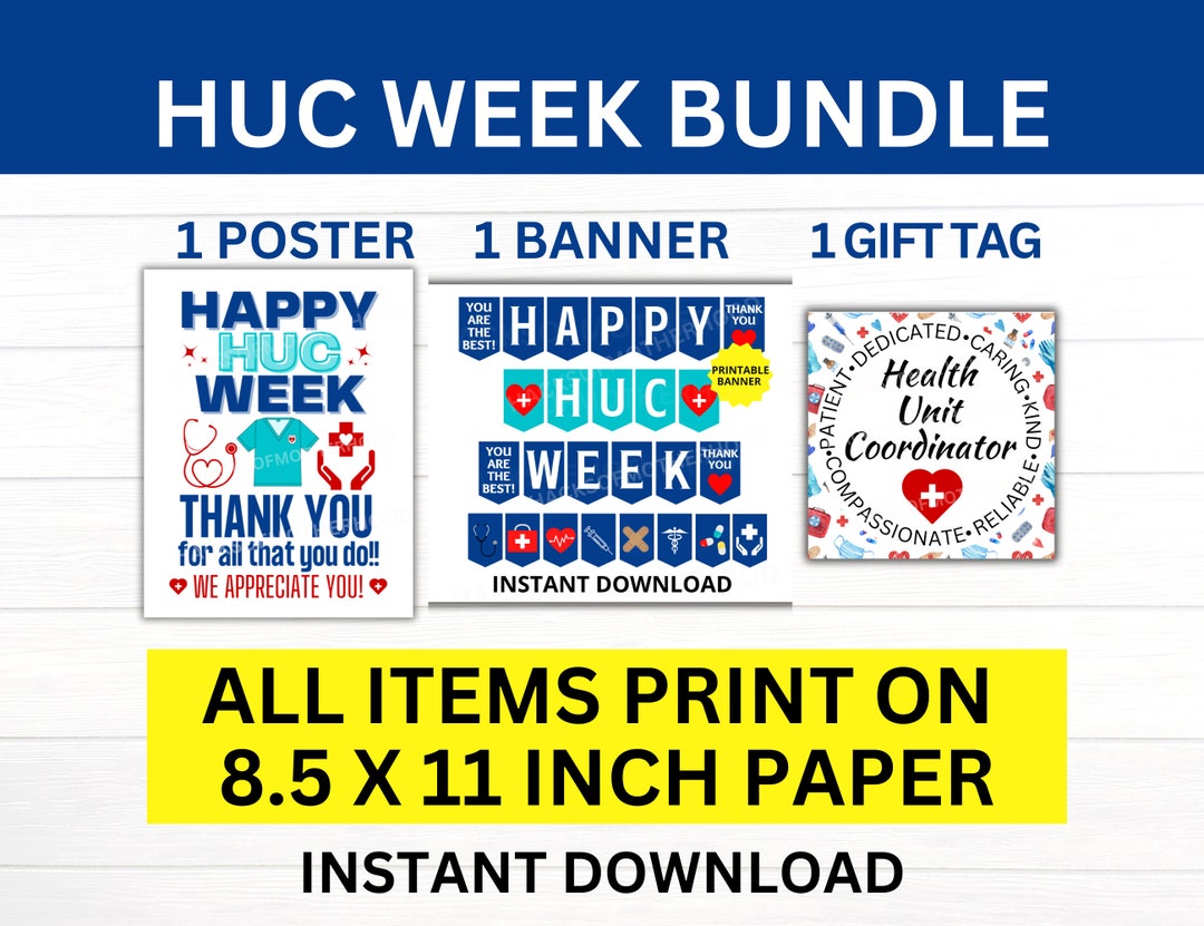 Health Unit Coordinator Week Printable Bundle, HUC Week Sign, Health ...