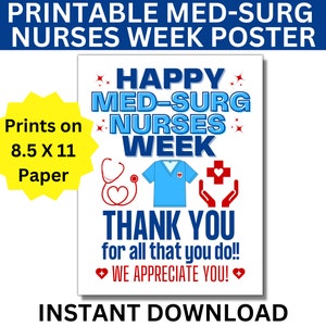 Medical Surgical Nurses Week Printable Poster, Med-surg Nurses Week ...