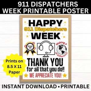 911 Dispatcher Week Printable Poster, Public Safety Telecommunications ...