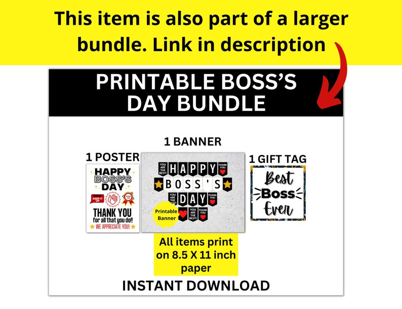 Boss's Day Printable Banner, Happy Boss's Day Sign, National Boss's Day ...