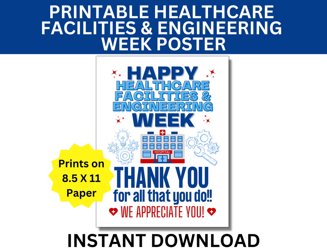 Healthcare Facilities and Engineering Week Printable Poster, Healthcare ...