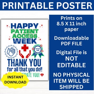 Patient Access Week Printable Bundle, Patient Access Professionals Week ...