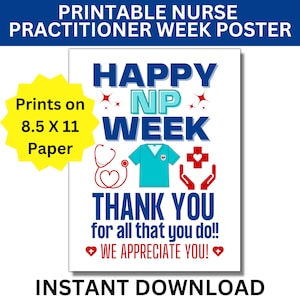 Nurse Practitioner Week Printable Poster, Happy NP Week Sign, Nurse Practitioner Appreciation ...
