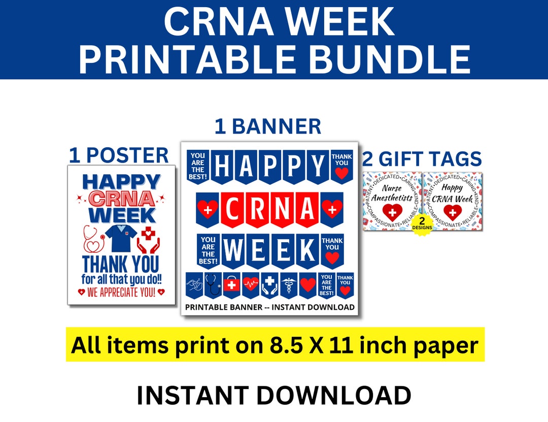 CRNA Week Printable Bundle, Certified Registered Nurse Anesthetists ...
