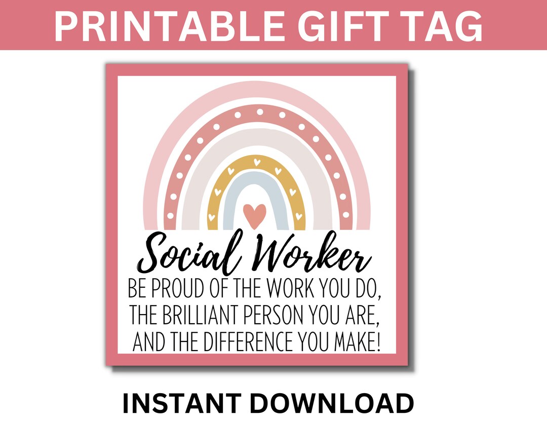 Social Worker Printable Gift Tag, Happy Social Work Week, Social Worker ...