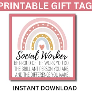 Social Worker Printable Gift Tag, Happy Social Work Week, Social Worker ...