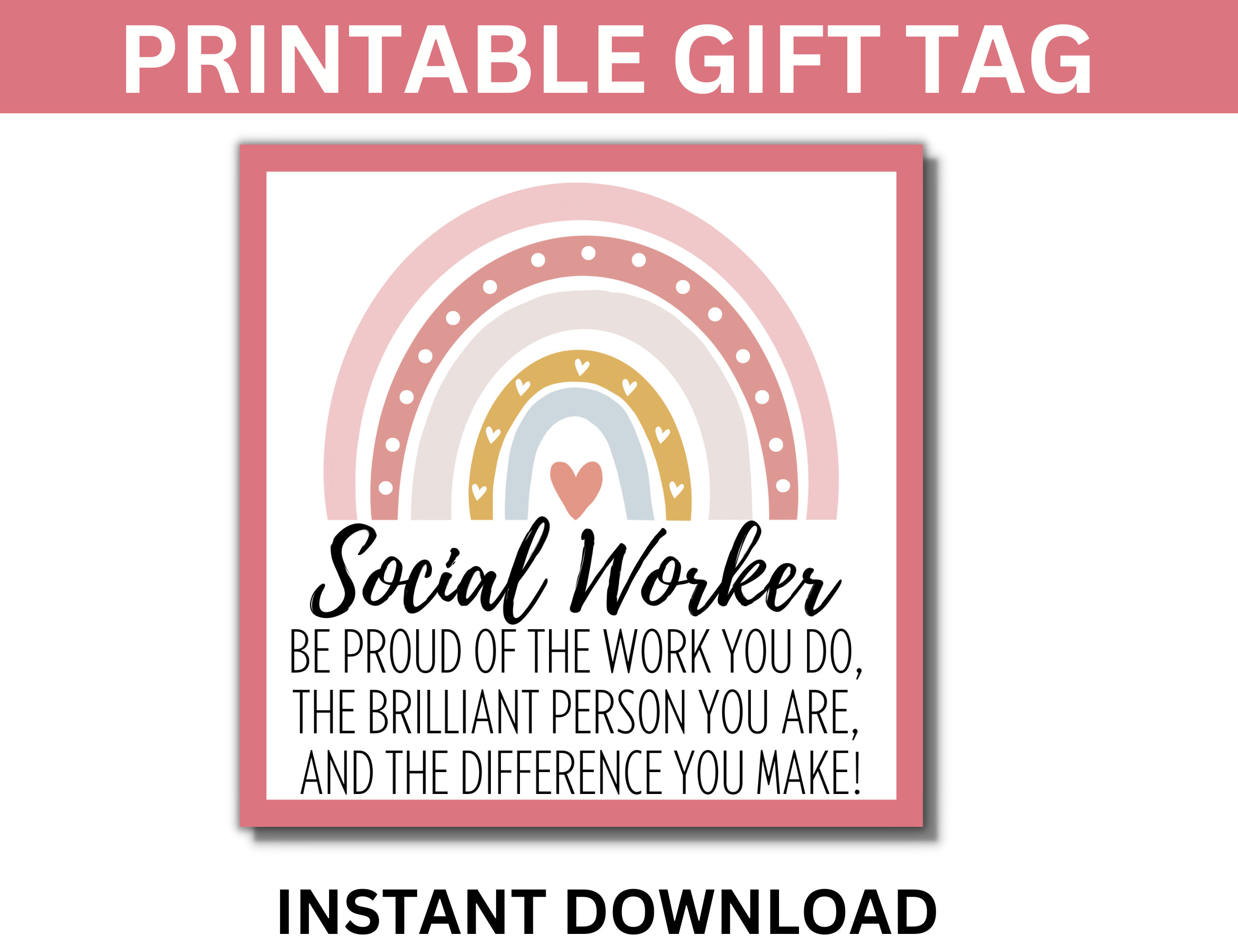 Social Worker Printable Gift Tag, Happy Social Work Week, Social Worker ...