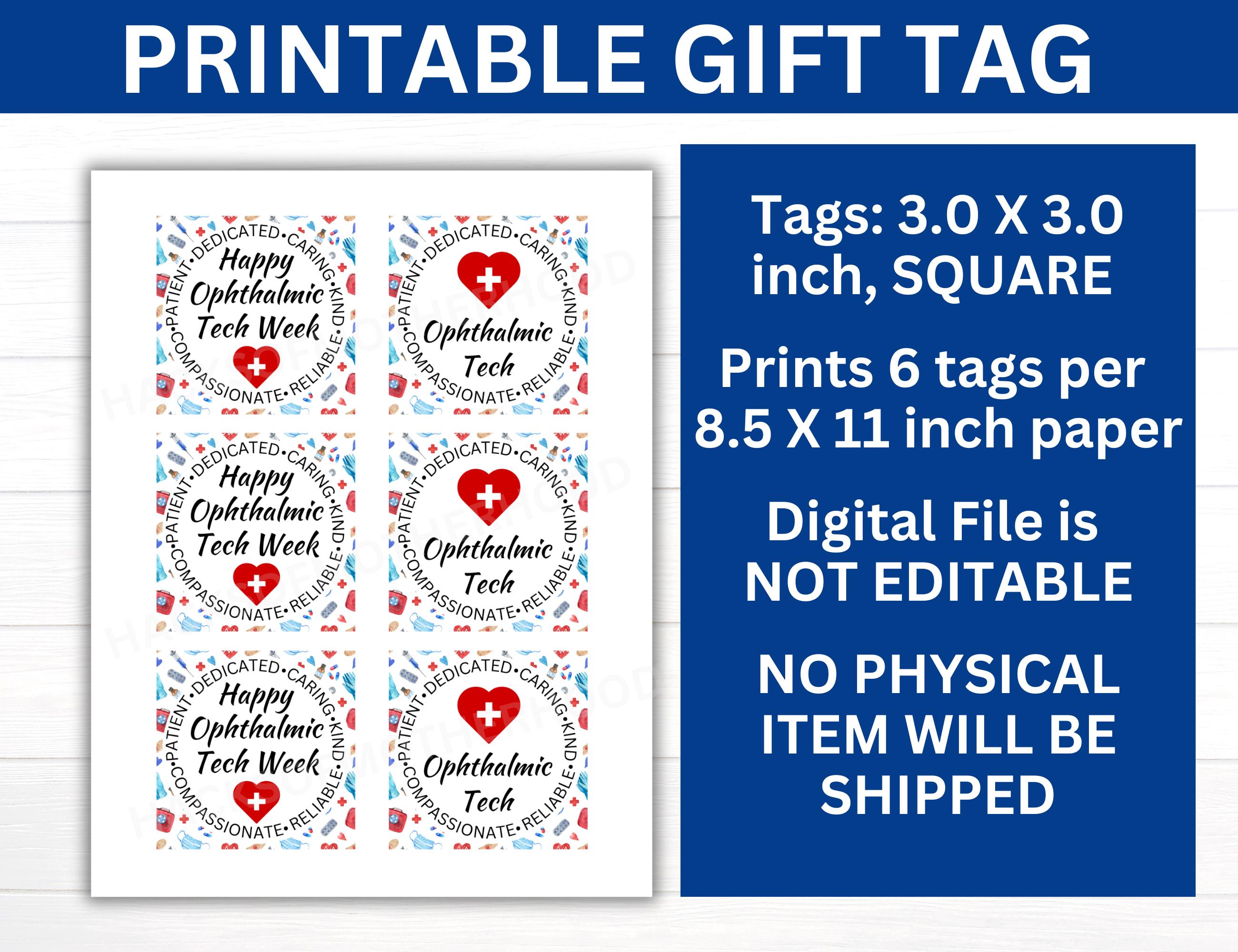 Ophthalmic Tech Printable Gift Tag, Ophthalmic Tech Gift, Ophthalmology ...