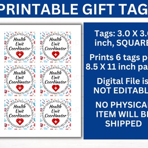 Health Unit Coordinator Week Printable Gift Tag, HUC Gift, Health Unit ...