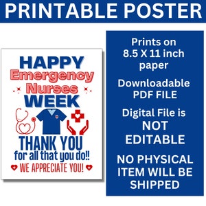 Emergency Nurses Week Printable Poster, ER Nurse Week Sign, Emergency ...