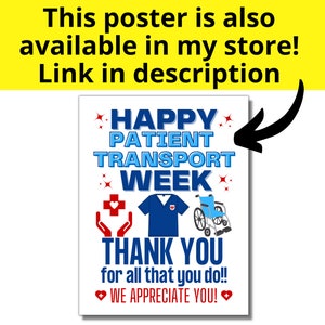Patient Transport Week Printable Gift Tag, Happy Patient Transporter ...