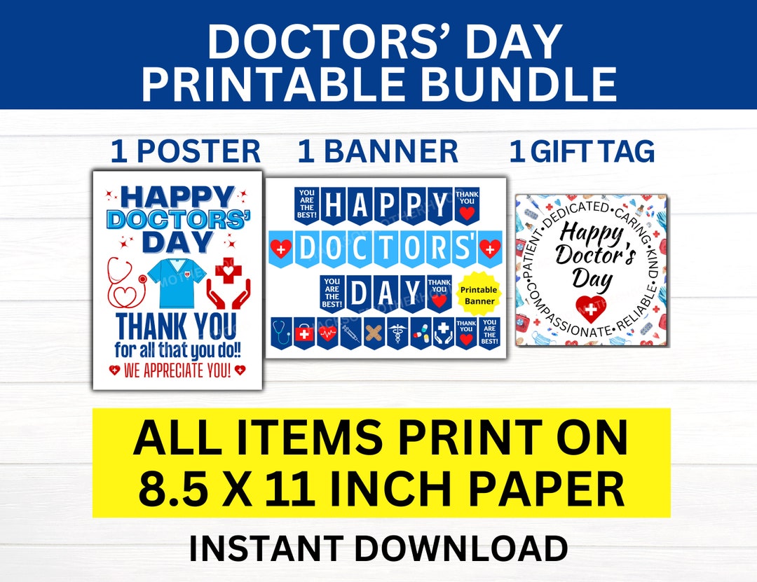 Doctors Day Printable Bundle, Happy Doctors Day Sign, Doctor ...