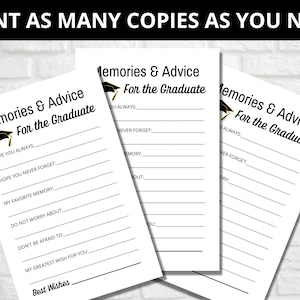 Graduation Memories and Advice Card, Graduation Display Sign ...