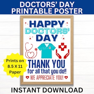 Doctors Day Printable Poster, Happy Doctors Day Sign, Doctor ...