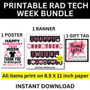 Radiologic Tech Week Printable Bundle, Radiology Tech Week, Pink Rad ...